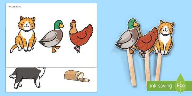 Little Red Hen Printable Stick Puppets - Download & Print Free ...