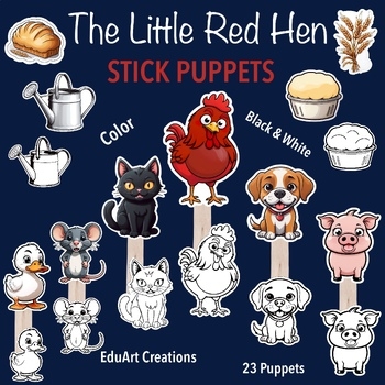 Little Red Hen Printable Stick Puppets - Download & Print Free ...