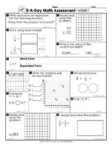 5Th Grade Math Assessment Test Printable - Download & Print Free ...