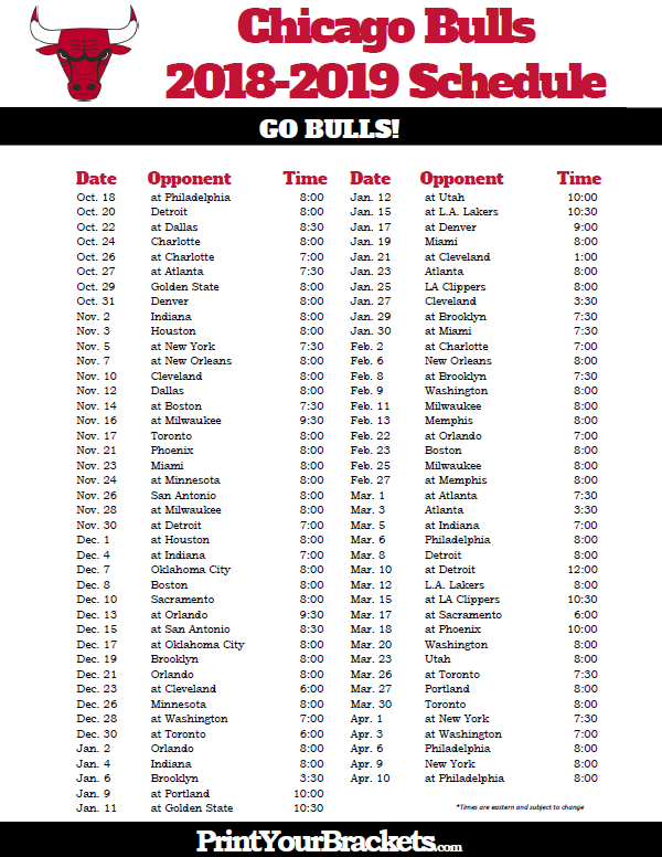 Chicago Bulls Schedule 2025-26 Printable - Download & Print Free ...