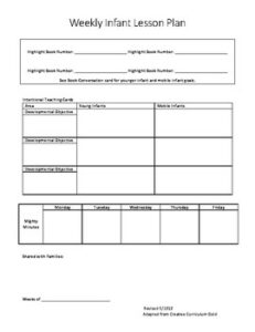 Creative Curriculum Infant Lesson Plan Form Printable - Download ...