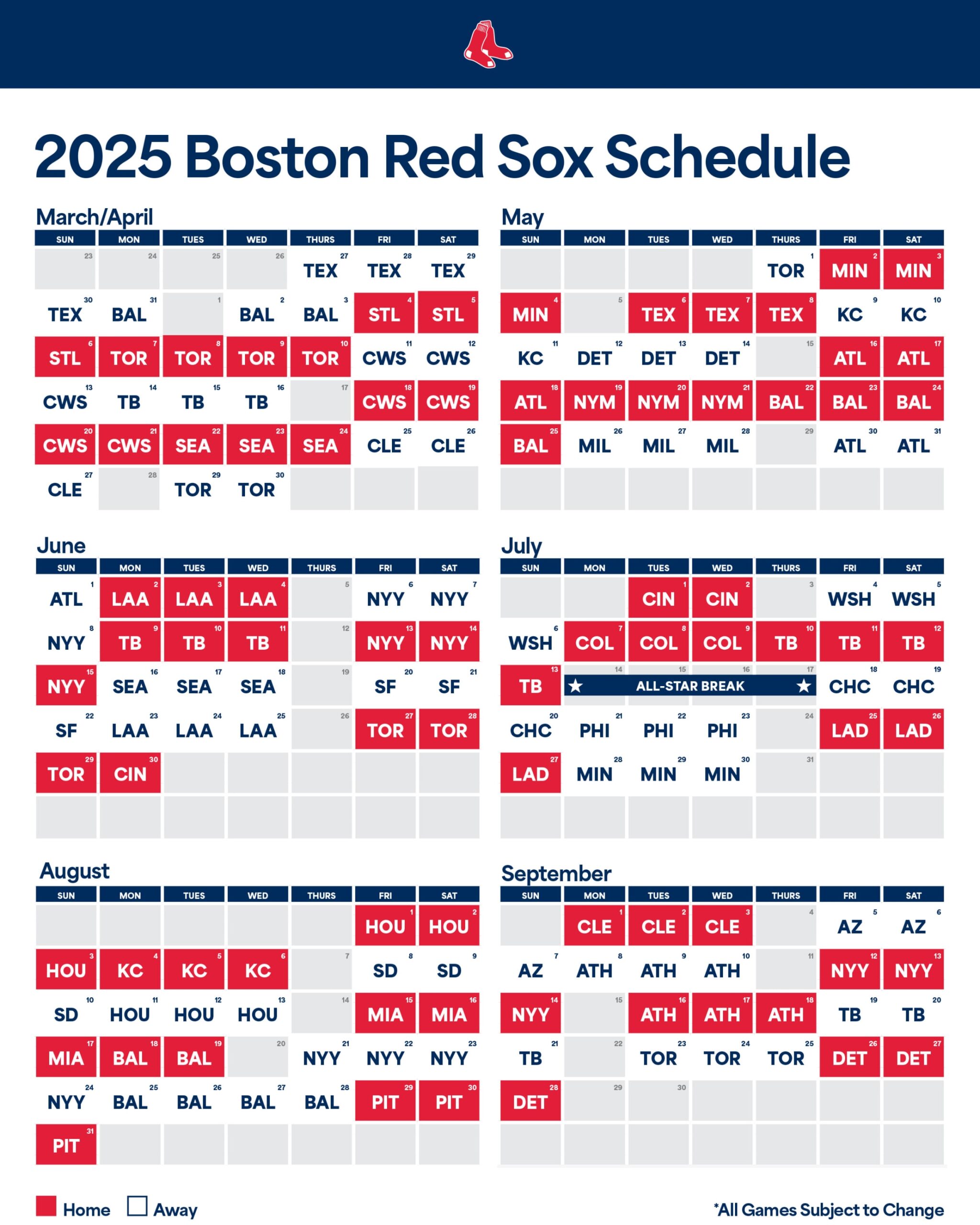 Red Sox Schedule 2025 Printable - Download & Print Free Educational Worksheets